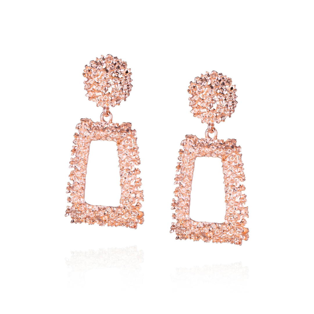 Rose Gold Statement Earrings | Dangle Rectangle Earrings– Cheerings